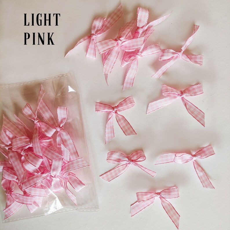 Small Berisford Gingham Checked Ribbon Bows 7 Colours white - Etsy