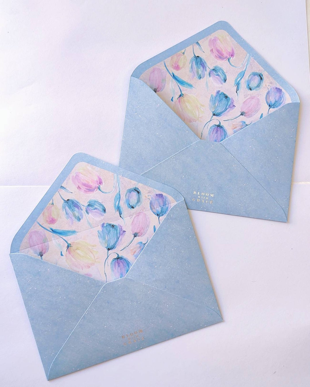 Set of Floral Envelopes Flower Gift Envelope Tulip Envelope Wedding ...