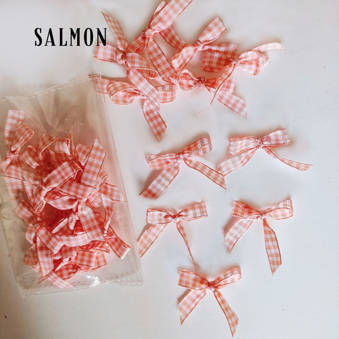 Small Berisford Gingham Checked Ribbon Bows 7 Colours white - Etsy