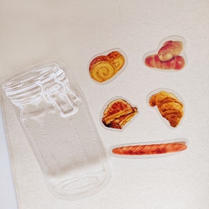 30 Pcs Bakery Transparent Stickers and 5 Big Clear Stickerjars Bread ...