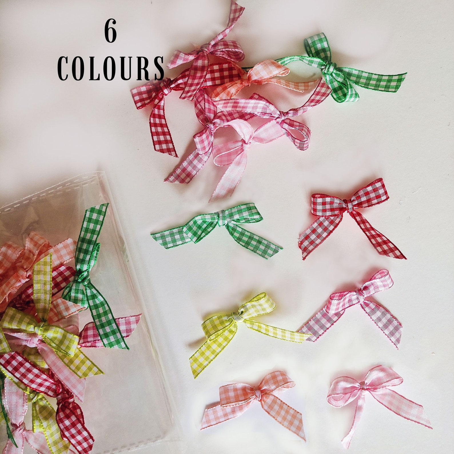 Small Berisford Gingham Checked Ribbon Bows 7 Colours white - Etsy