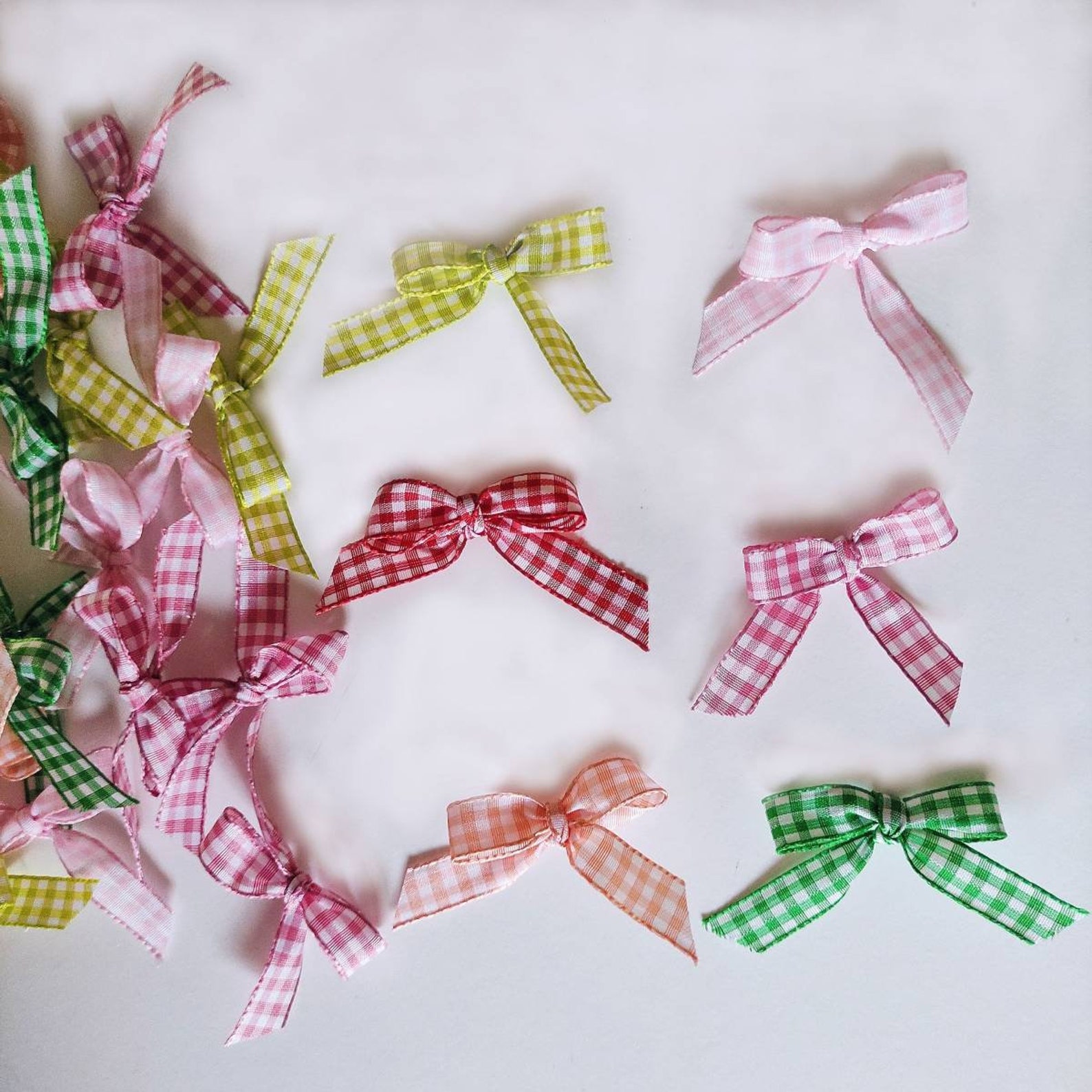 Small Berisford Gingham Checked Ribbon Bows 7 Colours white - Etsy