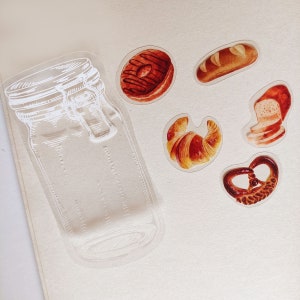 30 Pcs Bakery Transparent Stickers and 5 Big Clear Stickerjars Bread ...