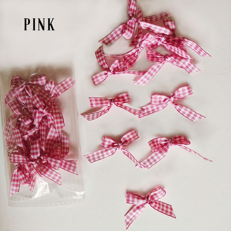 Small Berisford Gingham Checked Ribbon Bows 7 Colours white - Etsy
