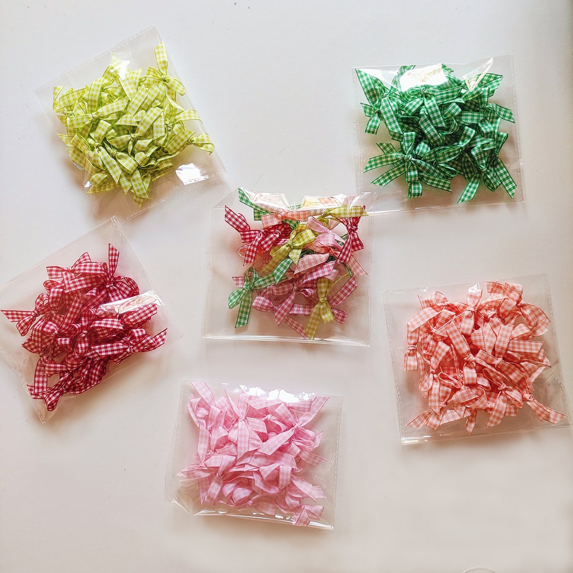 Small Berisford Gingham Checked Ribbon Bows 7 Colours white - Etsy