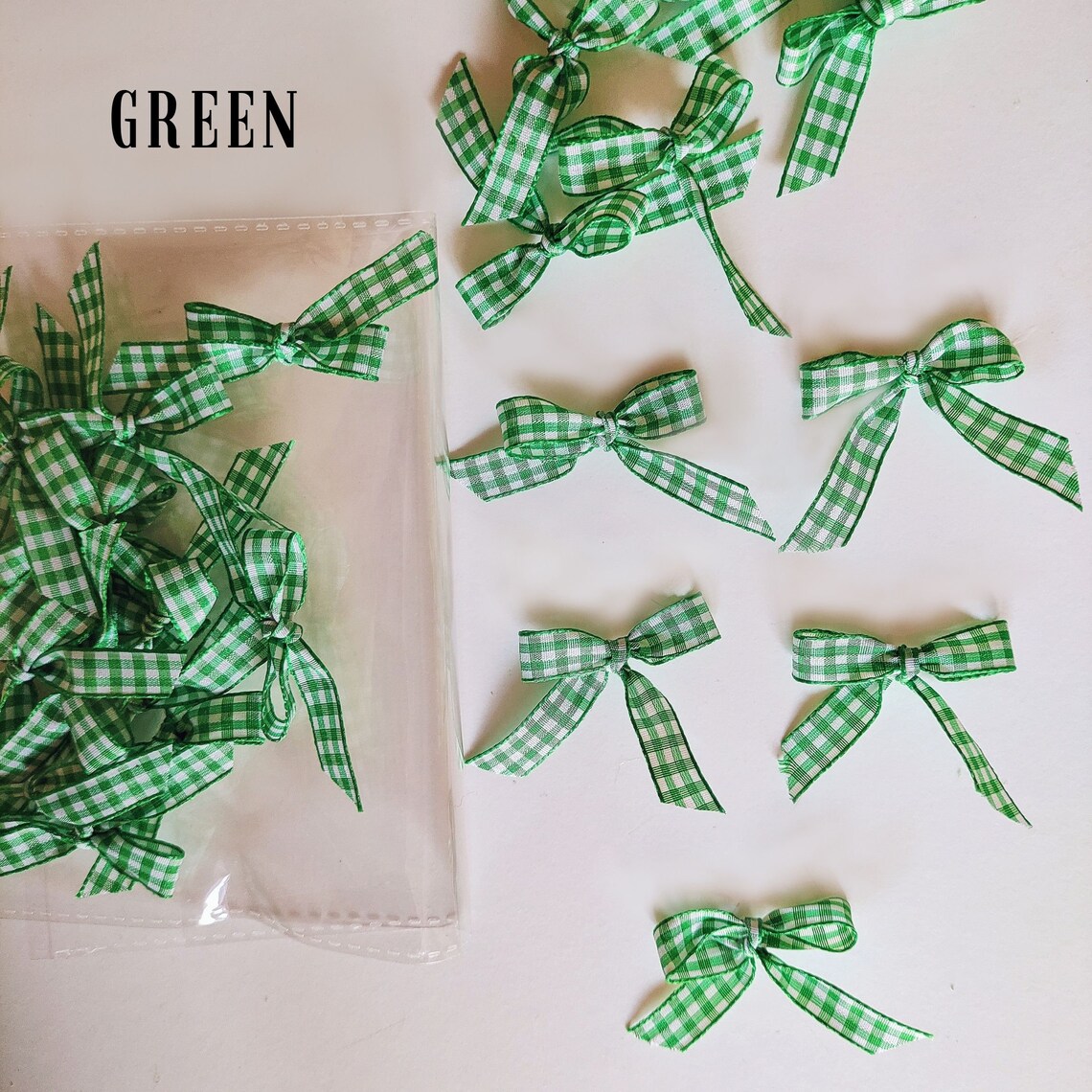 Small Berisford Gingham Checked Ribbon Bows 7 Colours white - Etsy