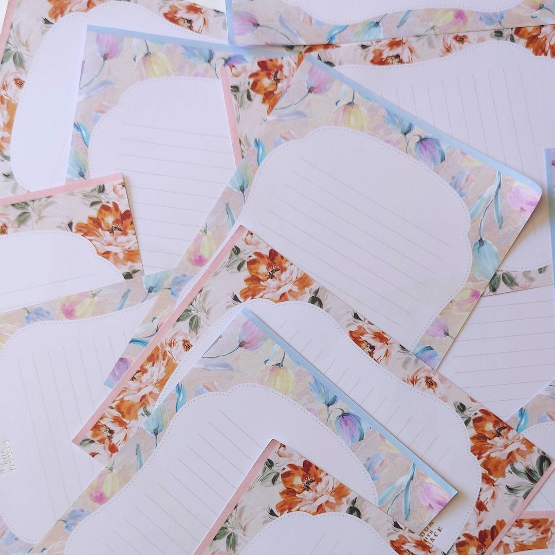 Floral Letter Pad Set, Watercolour Floral Letter Pad, Floral Penpal ...
