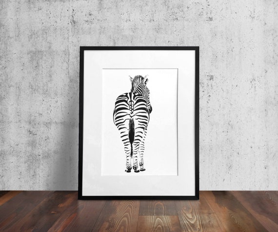 Zebra Art Print Digital Art Print Zebra Bum Zebra From | Etsy