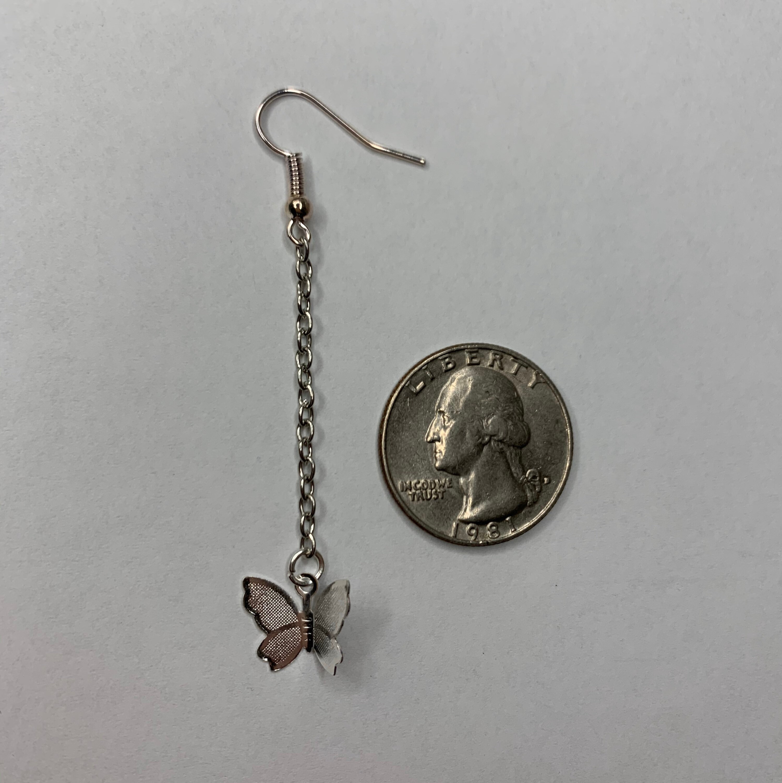Dangle Butterfly Earrings Silver Chain Handmade / Stainless - Etsy