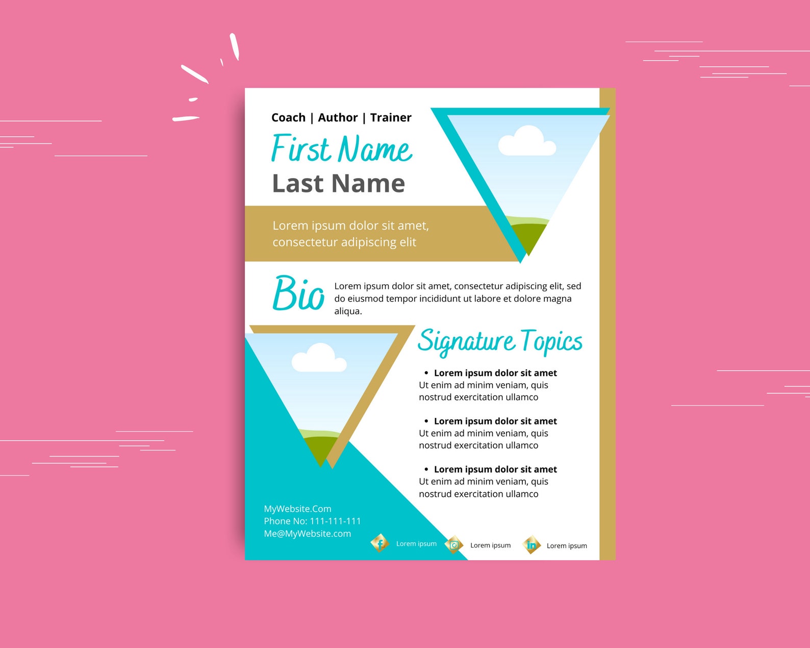 Speaker One Sheet Template Canva