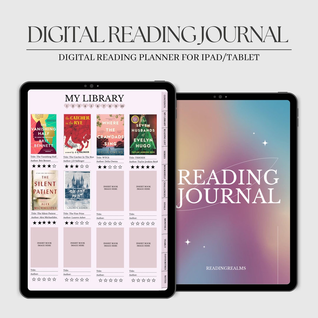 Digital Reading Journal Planner for iPad , Reading Tracker, Book Review ...