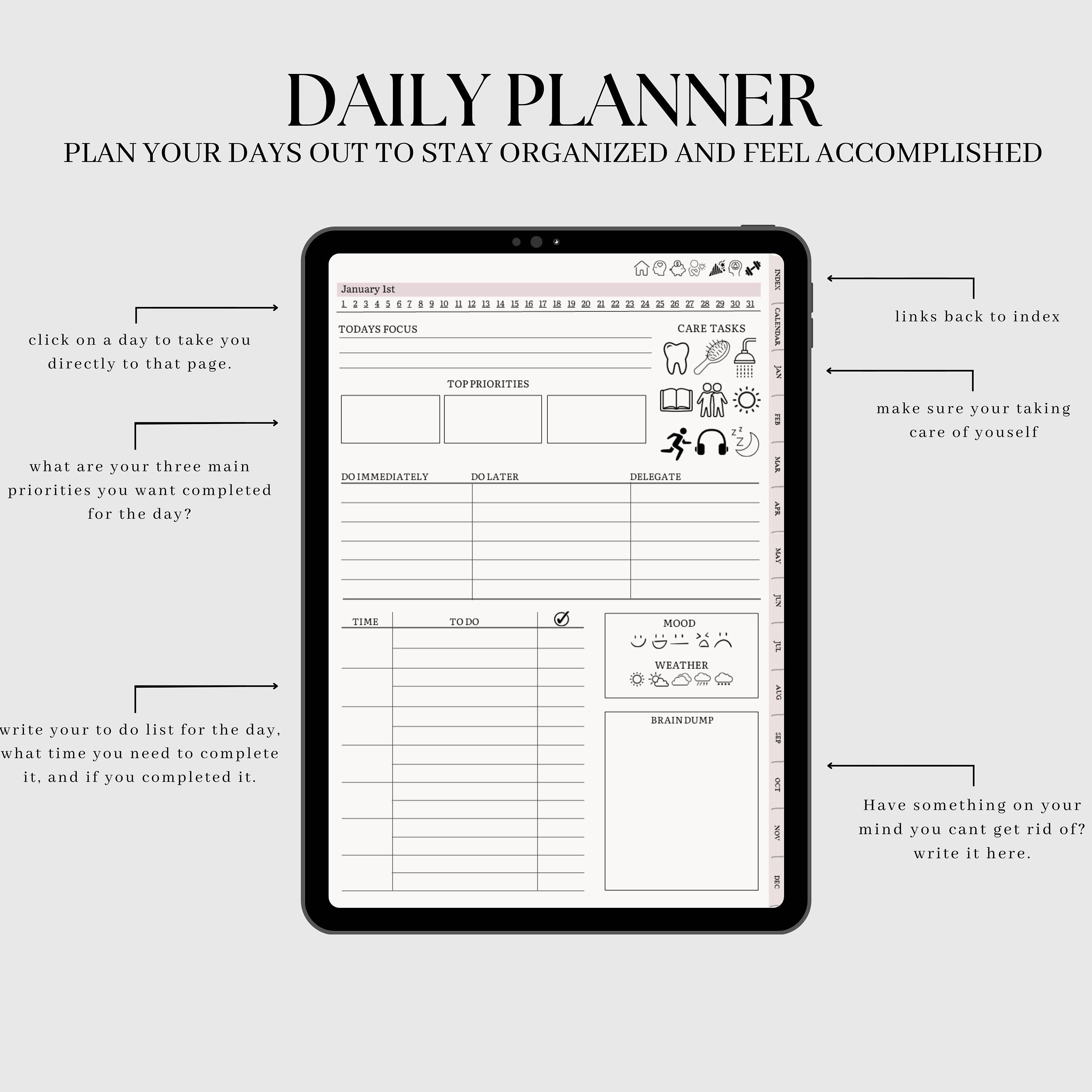 ADHD Digital Planner for Goodnotes, iPad Planner, Adhd Planner, Daily ...