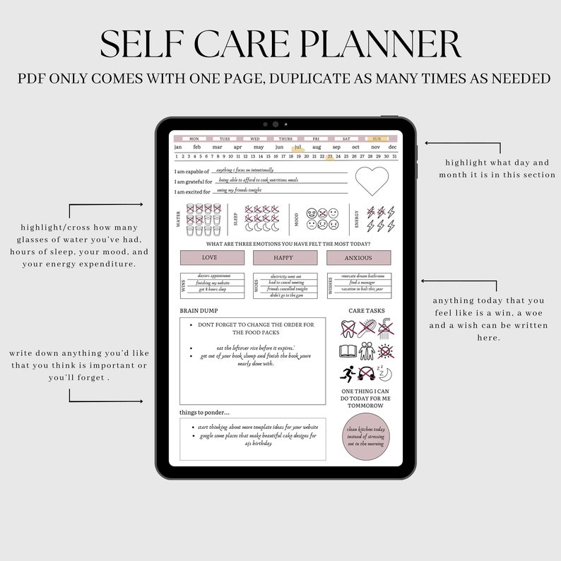 Self Care Digital Planner for Ipad, Adhd Digital Planner, Self Care ...