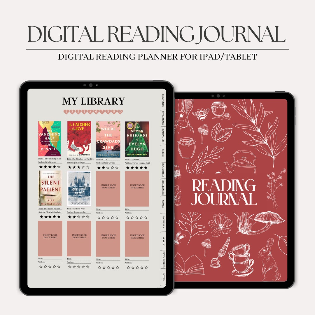 Digital Reading Journal Planner for iPad , Reading Tracker, Book Review ...