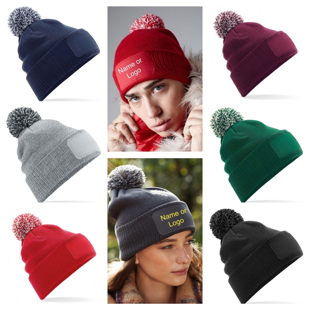 Personalised Bobble Hat, Winter Hat, Custom Bobble Hat, Name or Logo ...