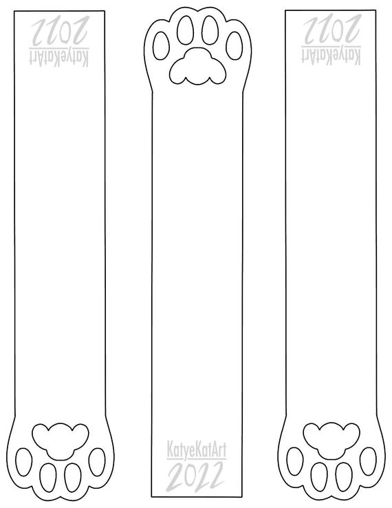 Cat Paw Bookmark Coloring Page DIGITAL DOWNLOAD | Etsy Australia
