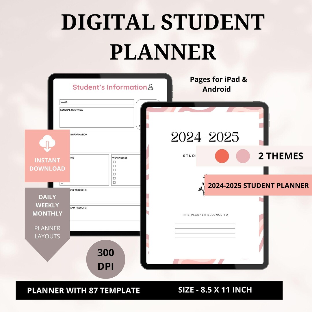 Bright & Fun 2024-2025 Student Planner, Printable Academic Organizer ...