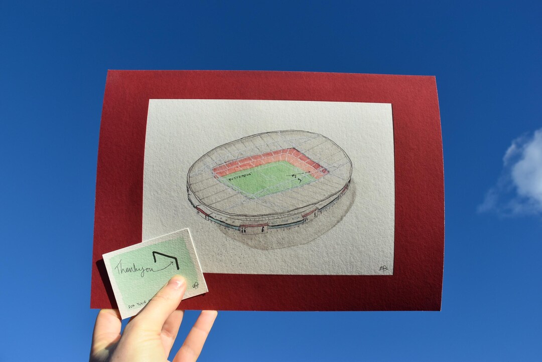Custom Football Goal Drawing in A Stadium of Your Choice, Original ...