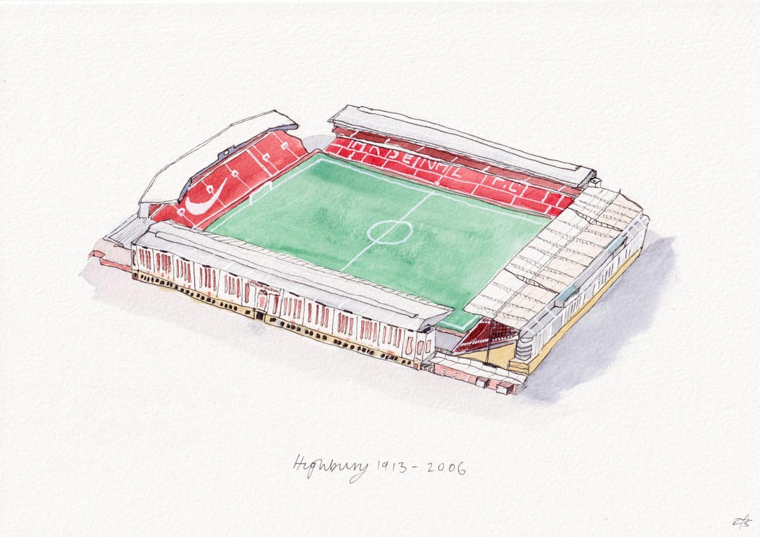 Arsenal Stadium, Highbury, 20th Anniversary, Watercolour Print - Etsy