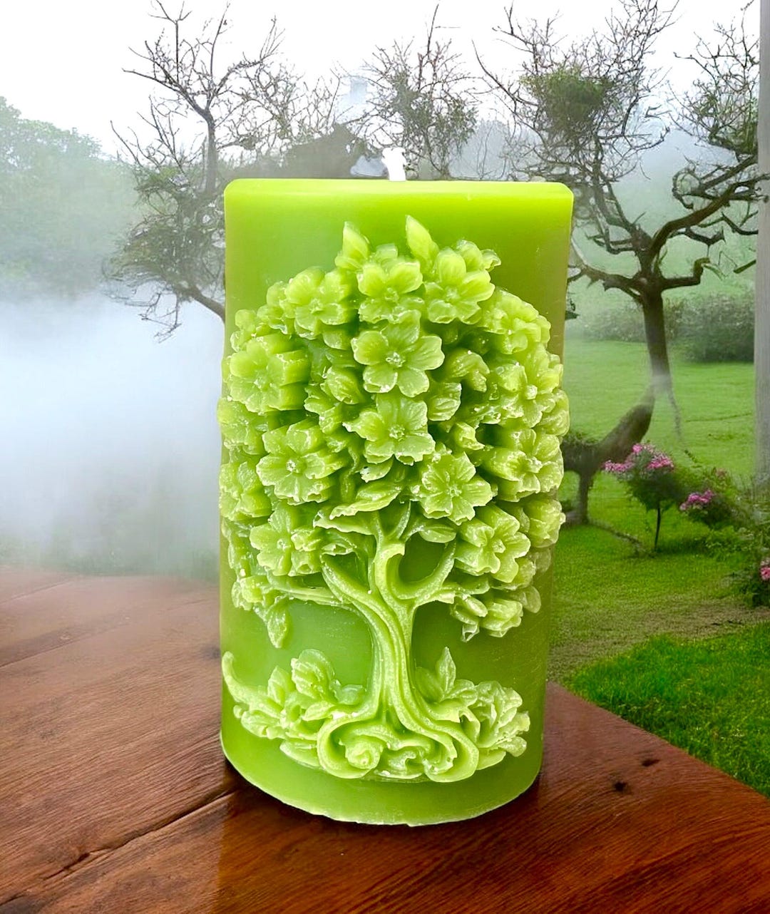 Pure Beeswax Tree of Life Pillar Candle - Candle Gift - Etsy