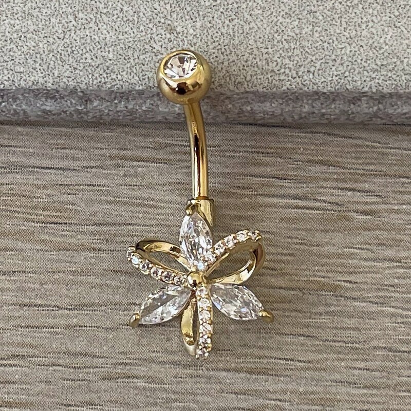 Flower Belly Ring - Etsy