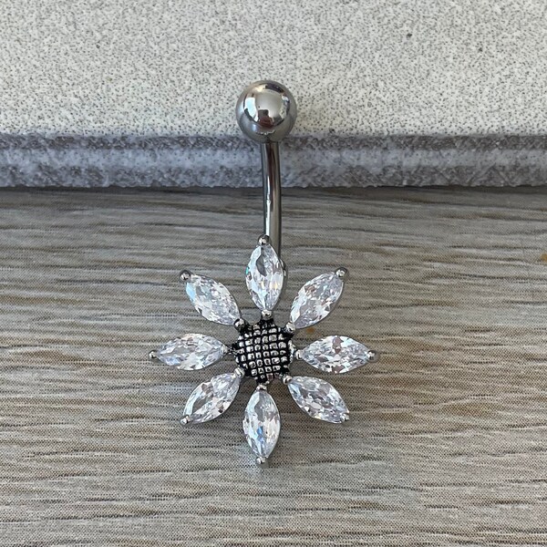 Flower Belly Ring - Etsy
