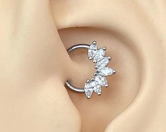 16G Gold Daith Earring 8mm 10mm Cute Daith Jewelry Clicker CZ Daith ...