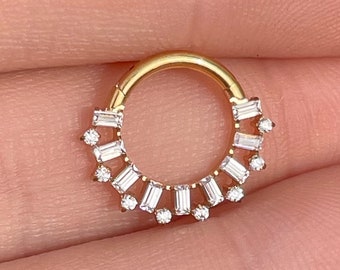 16G Daith Earring Titanium Hoop 8mm/10mm | CZ Aurora Daith Jewelry Rose ...