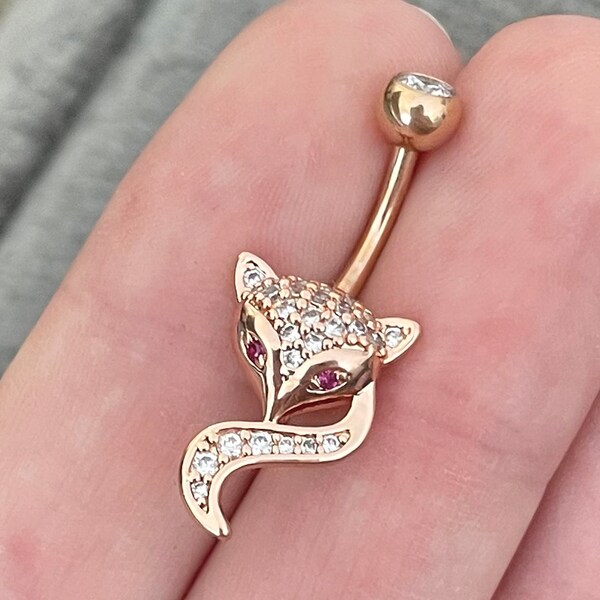 Fox Belly Button Ring - Etsy