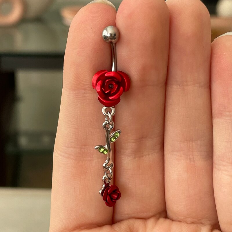 Rose Belly Ring - Etsy