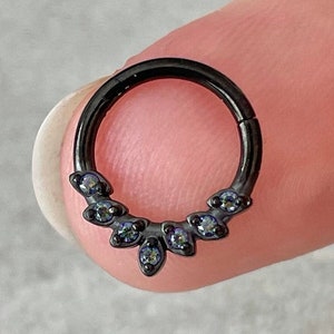 16G Daith Jewelry | 8mm - 10mm Daith Ring Black Daith Clicker ...