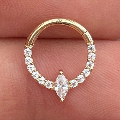 16G Solid Gold Daith Ring 6mm/8mm/10mm CZ Dainty 14k Gold - Etsy