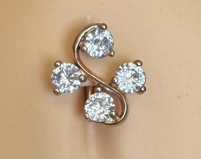 Top Down Gold Belly Button Ring, Gold Reverse Drop Floating Belly ...