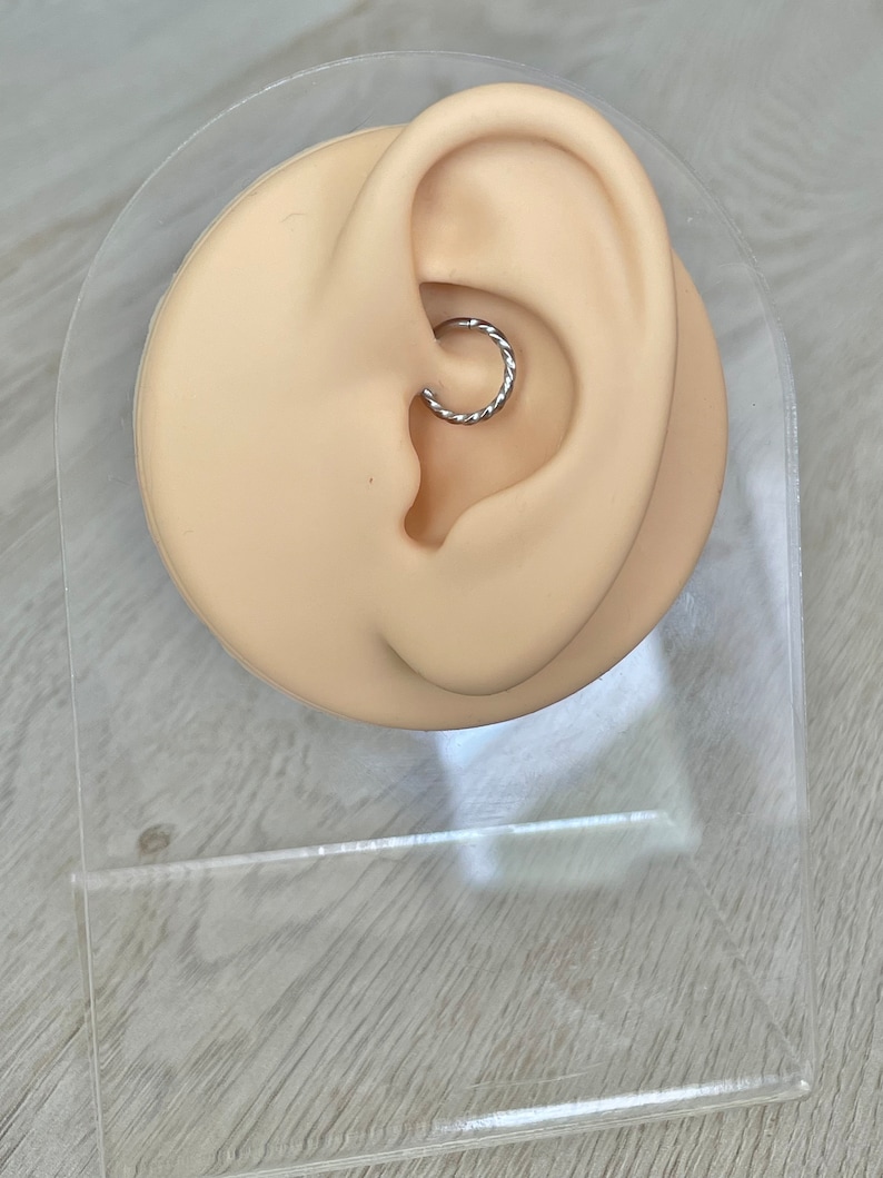 Silver Twisted Daith Earring, Surgical Steel Clicker Hoop, Minimal ...
