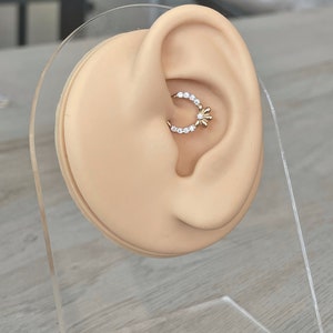 Flower Daith Jewelry 14k Solid Gold 16G Cute Daith Earring Clicker ...
