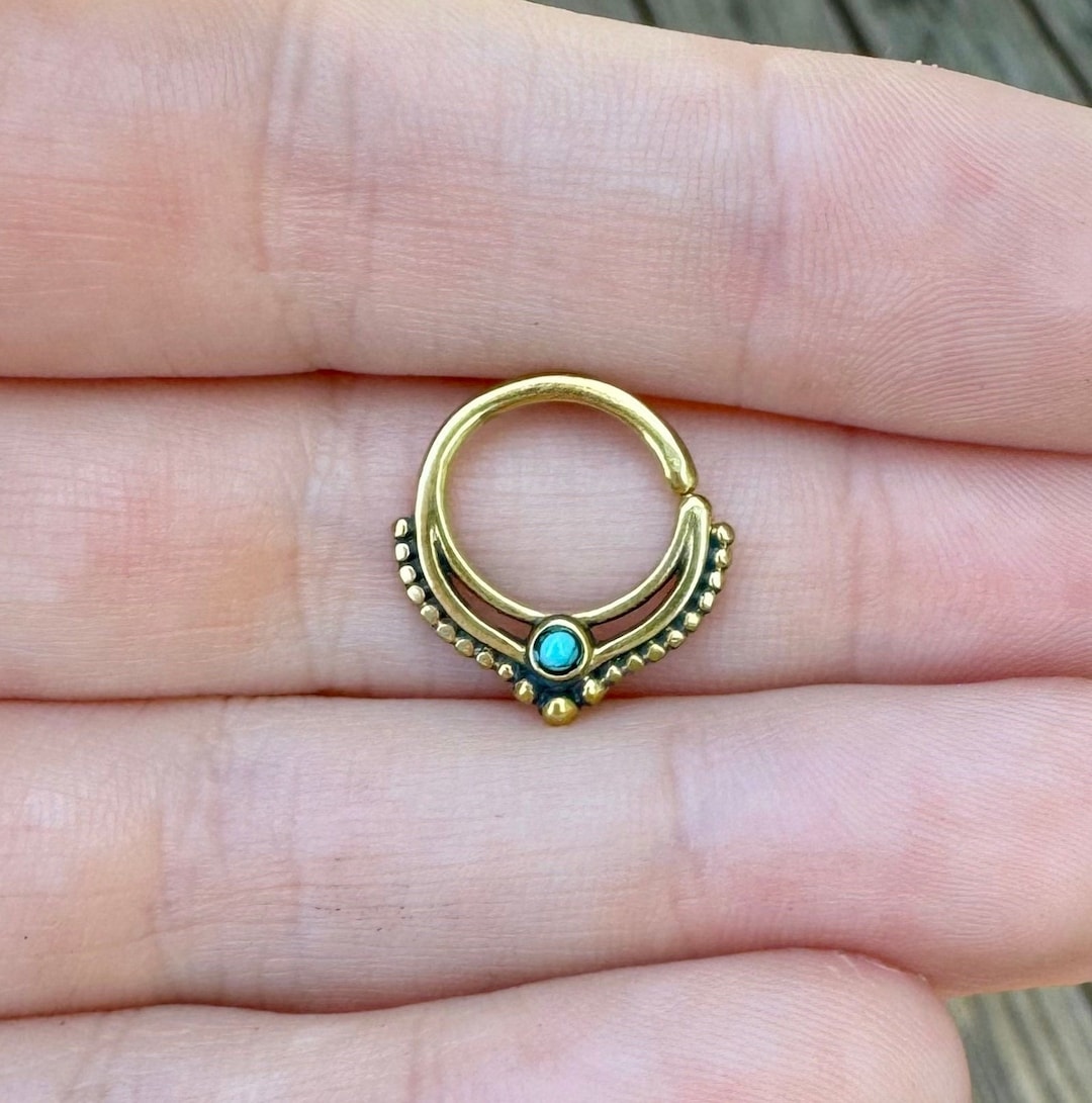 Gold Daith Earring, Turquoise Daith Piercing, Daith Jewelry, Cute Daith ...
