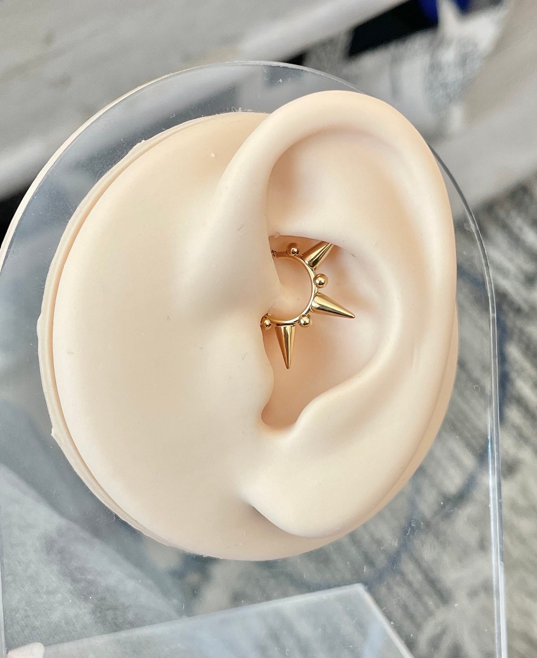 Gold Spike Daith Earring, Punk Clicker Hoop Piercing in Gold, Silver ...