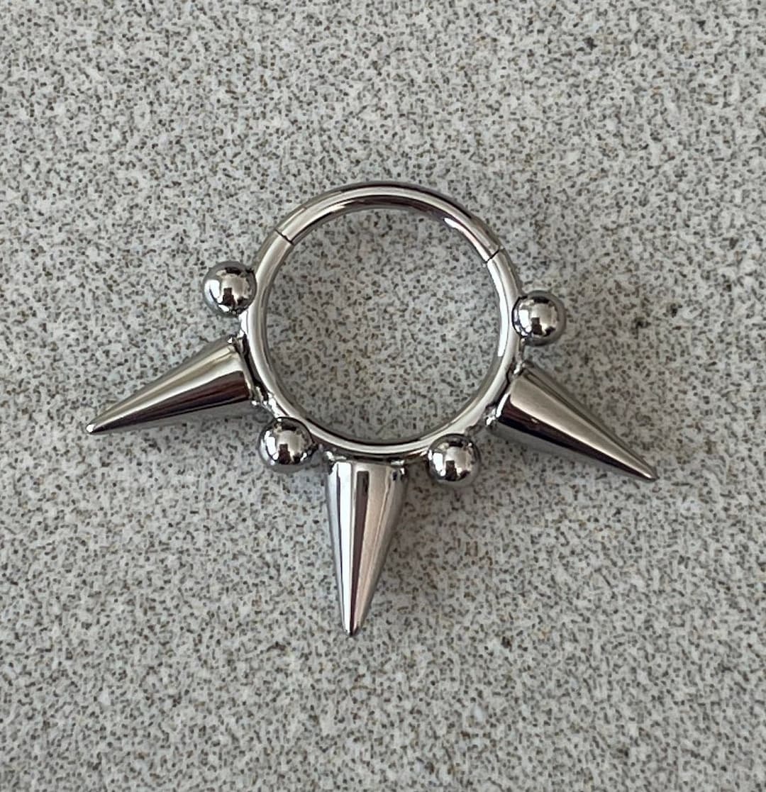 Septum Ring Silver Spikes, Spikey Septum Piercing, Septum Clicker ...
