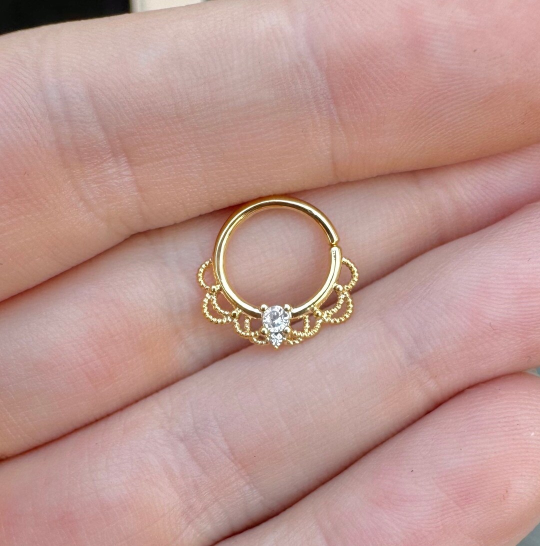 Gold Septum Ring, Septum Piercing, Septum Jewelry, Cute Unique Septum Ring, Nose Ring Hoop ...