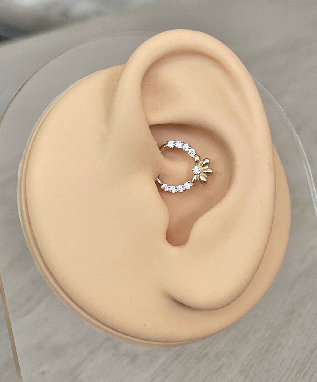 Flower Daith Jewelry 14k Solid Gold 16G Cute Daith Earring Clicker ...