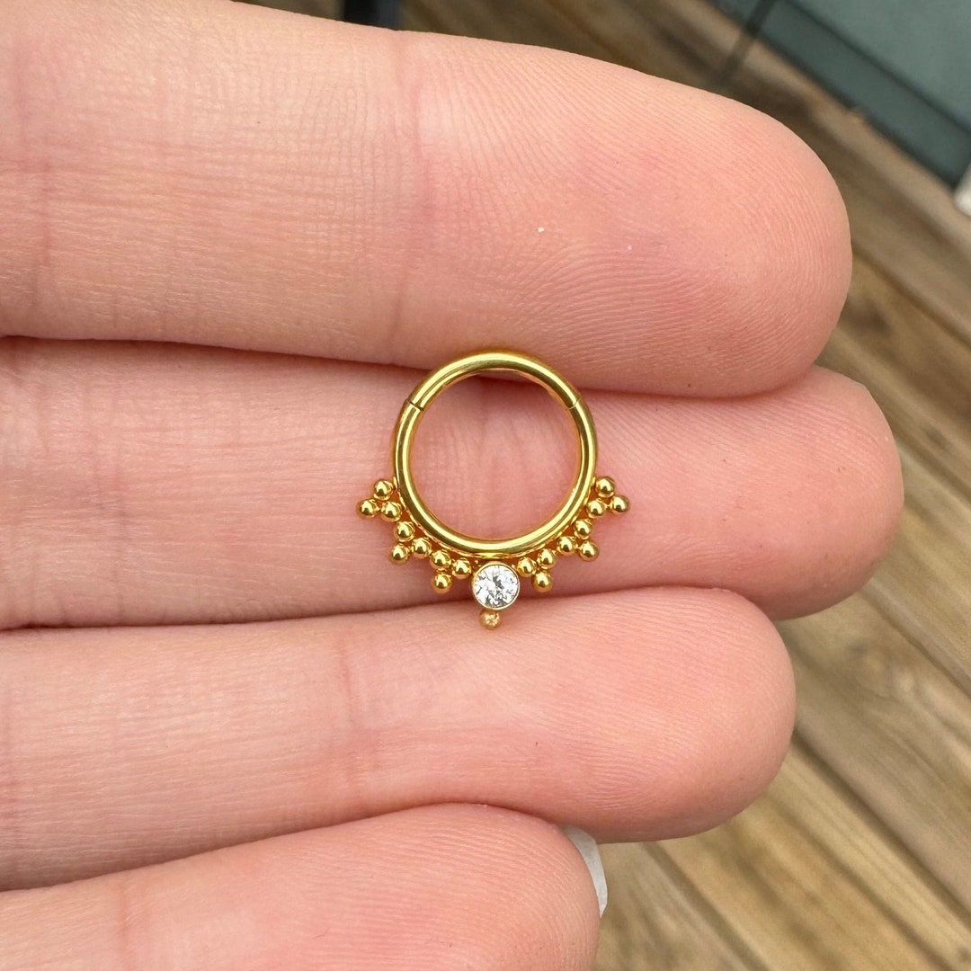 Unique Septum Ring, Gold Septum Piercing, Septum Clicker Septum Jewelry ...