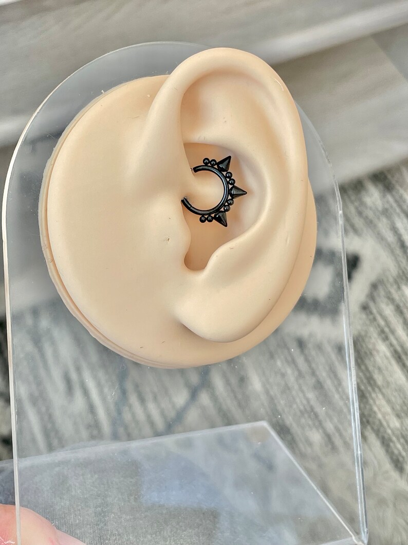 Black Spiked Daith Earring, Surgical Steel Clicker Hoop, Gothic ...