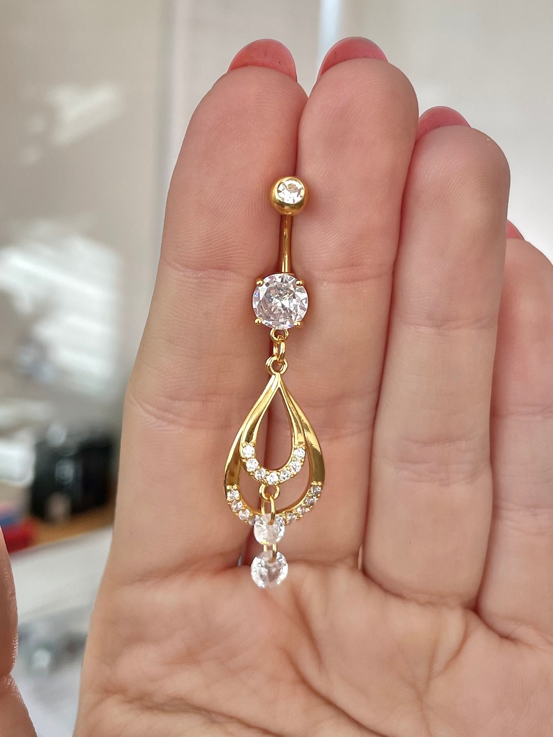 Elegant Gold Button Ring | Dainty Minimalist Belly Rings | Delicate ...