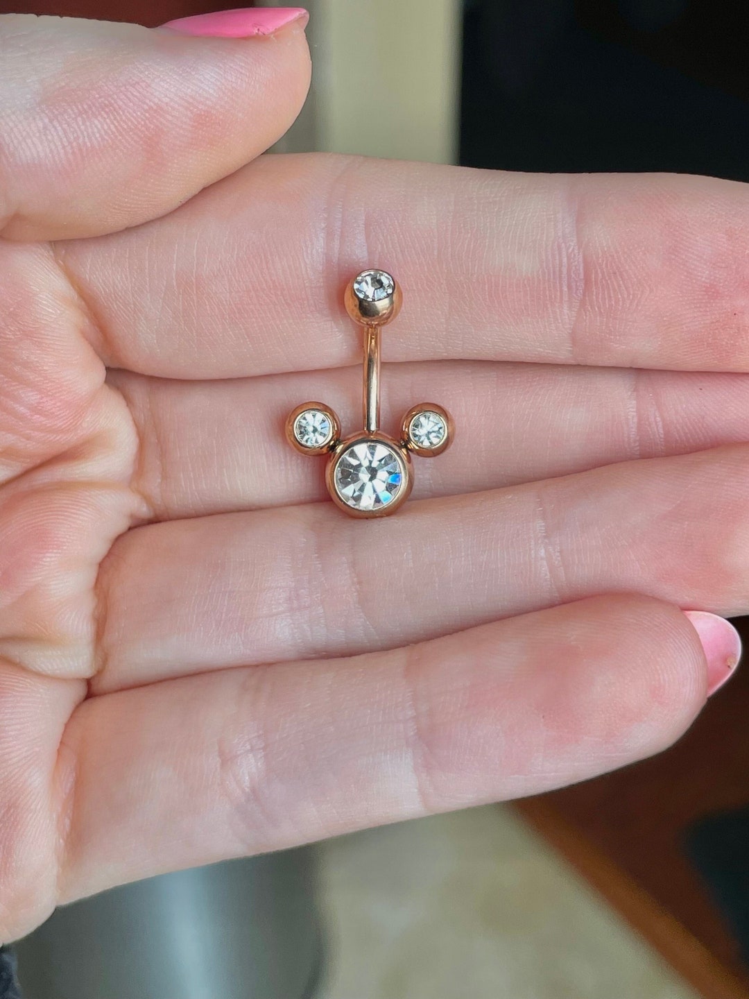Rose Gold Mouse Belly Button Ring CZ | Crystal Dainty Minimalist Belly ...