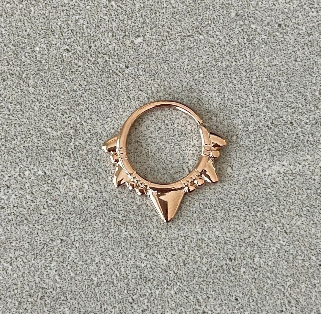 Rose Gold Septum Ring, Bendable Spike Septum Piercing, Septum Jewelry ...