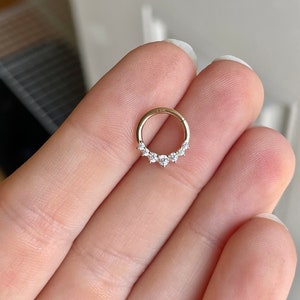 16G Solid Gold Daith Ring CZ 8mm/10mm | Dainty 14k Gold Daith Jewelry ...
