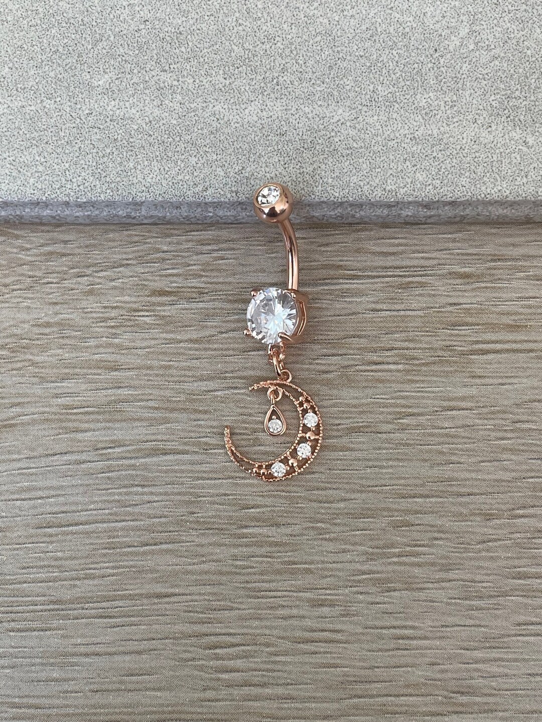 Rose Gold Moon Belly Button Rings | Dainty Belly Rings | Celestial Star ...