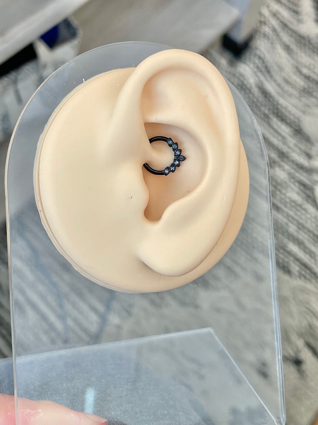 16G Daith Jewelry | 8mm - 10mm Daith Ring Black Daith Clicker ...