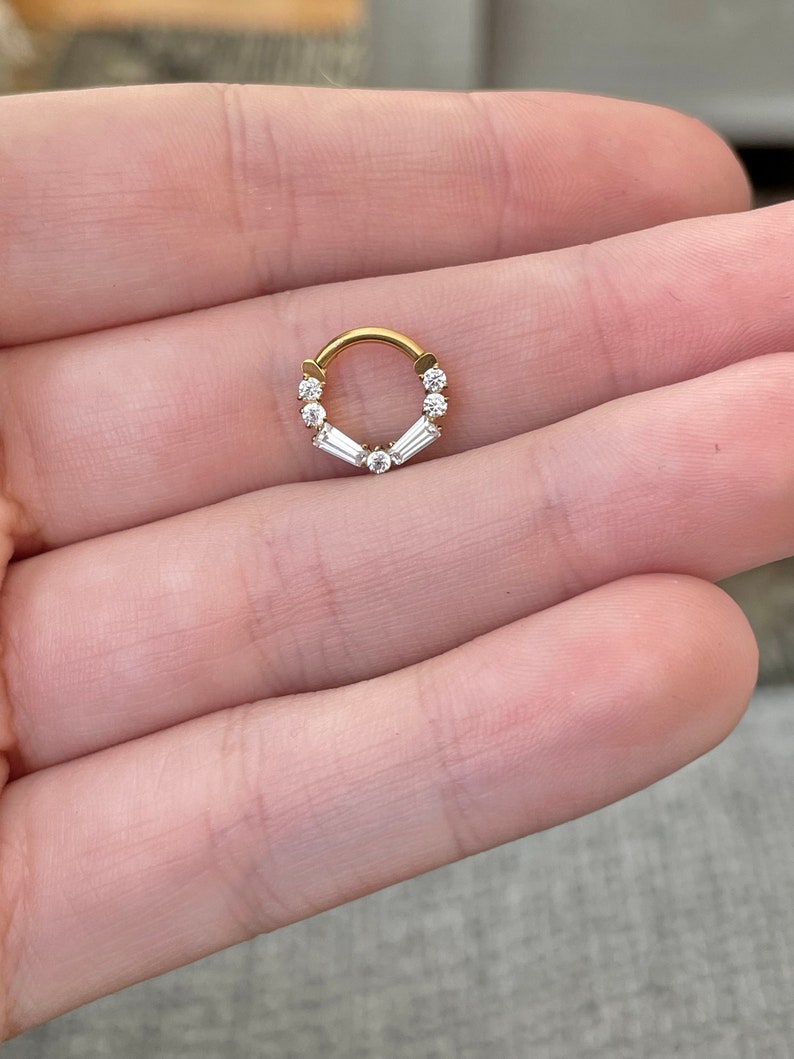 16G Daith Earring Titanium Clicker 8mm/10mm CZ Crystal Daith - Etsy