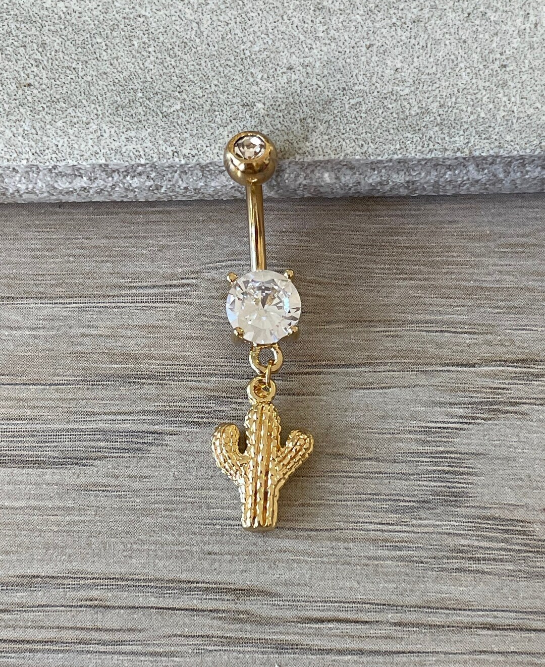 Gold Cactus Belly Button Ring Cute Dainty Minimalist Belly Rings ...